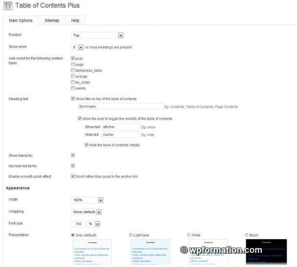 Table des Matières & Sommaire sur WordPress