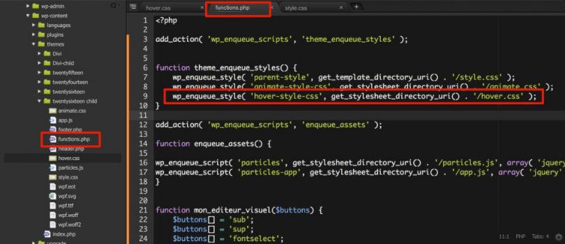 Comment intégrer Hover.css dans un site WordPress