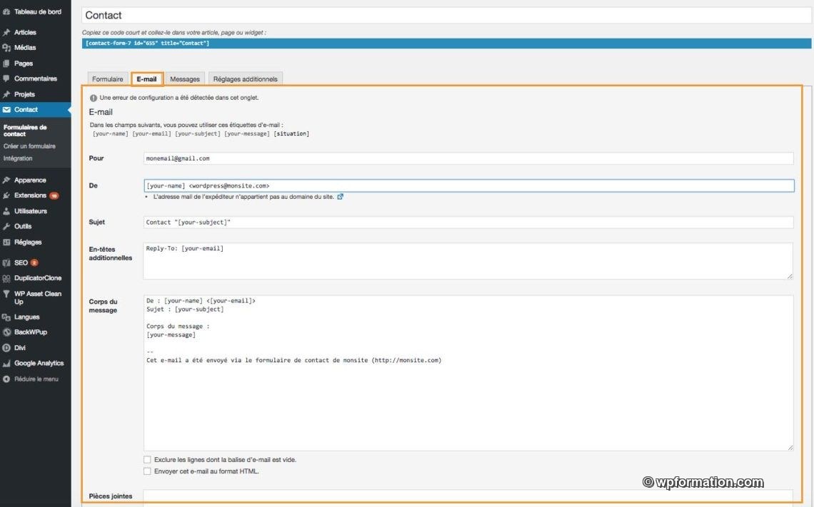 CONTACT FORM 7 : Comment créer son formulaire