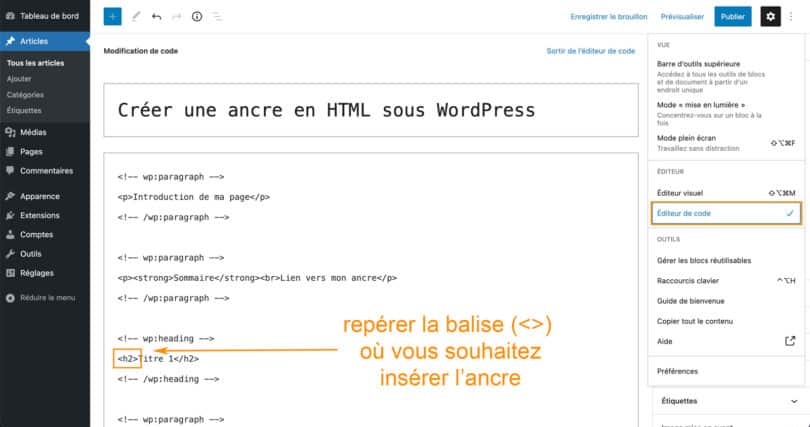 Créer une ancre dans WordPress (Divi, Elementor, Gutenberg)