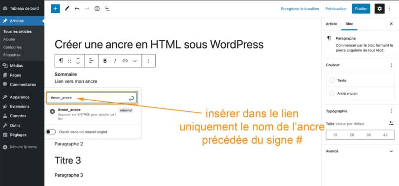 Créer une ancre dans WordPress (Divi, Elementor, Gutenberg)